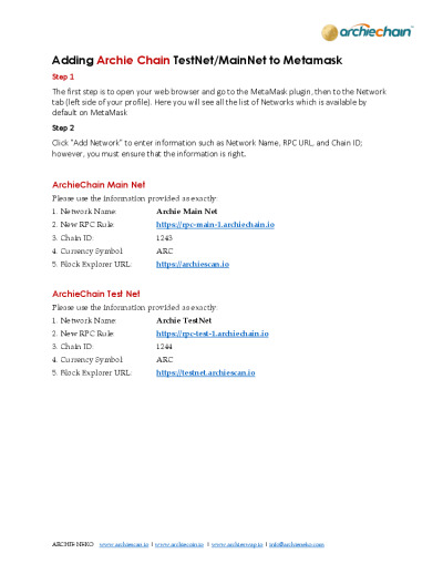 Adding Archie Network to Walelt