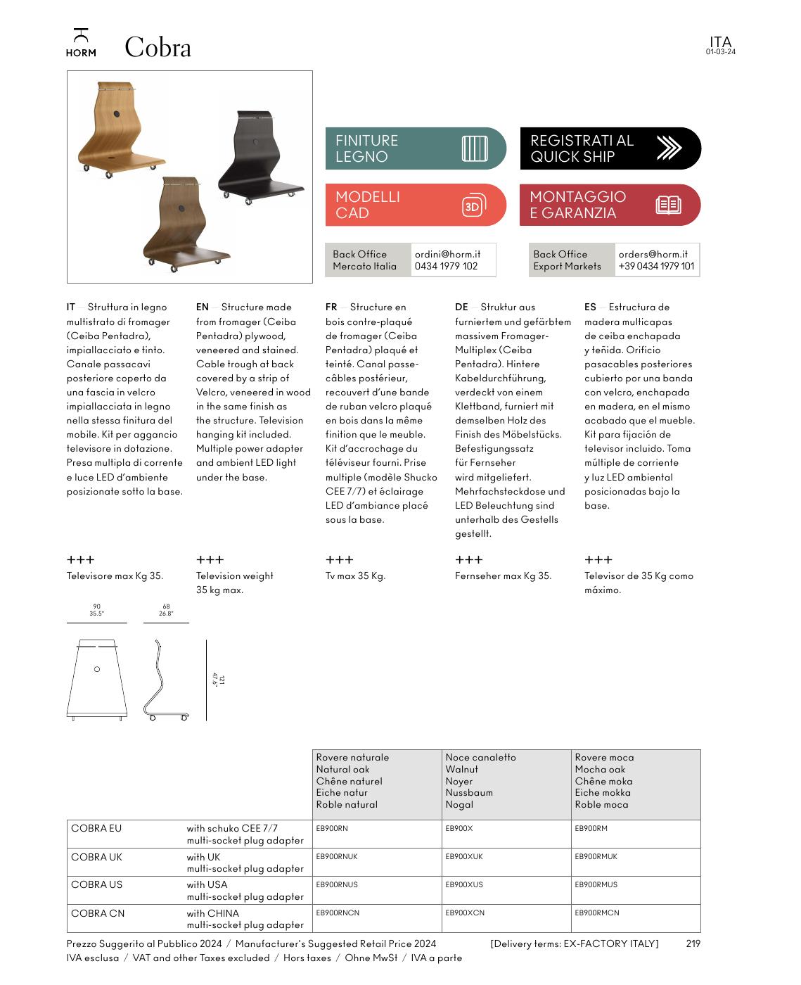Cobra-Tech Sheet ITA