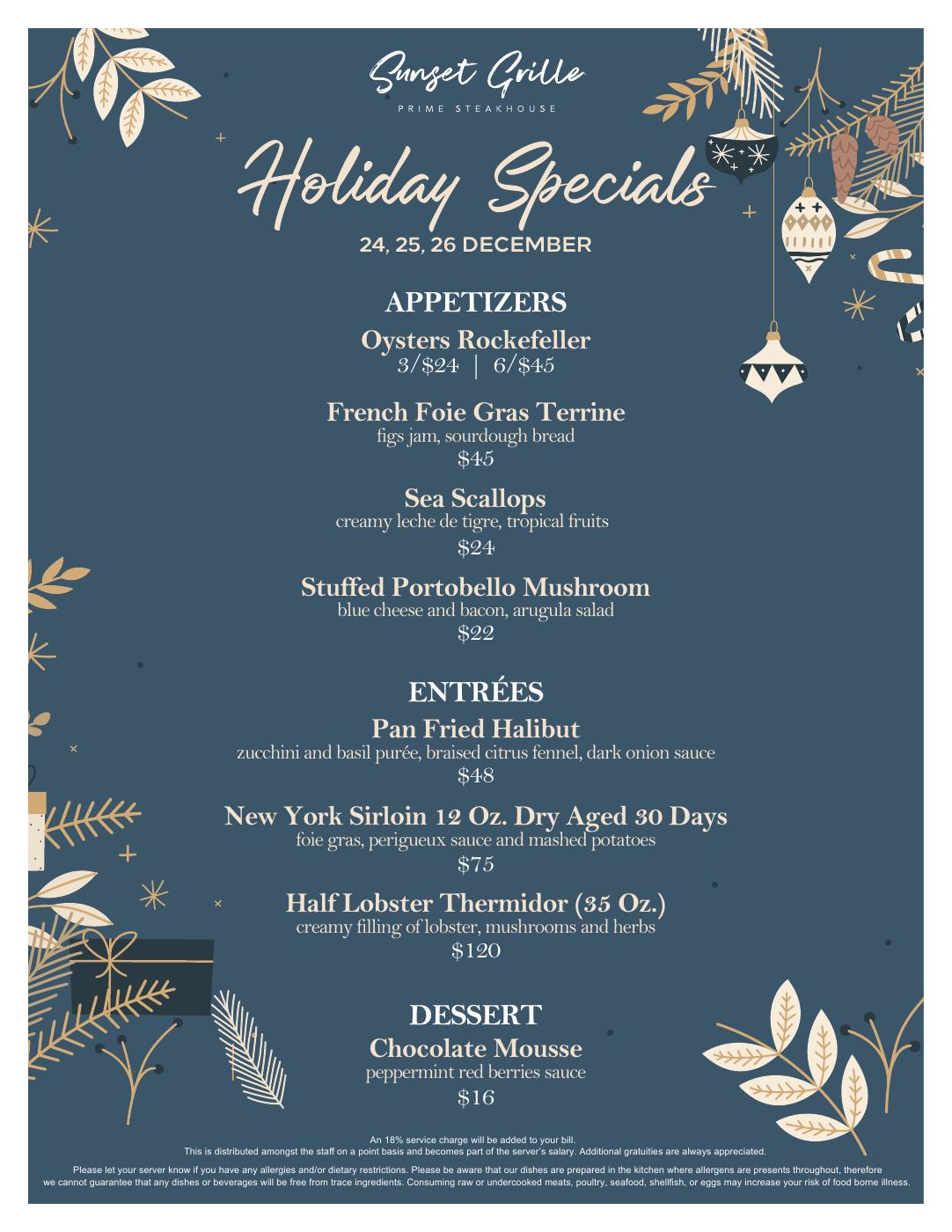 Christmas Dinner Specials