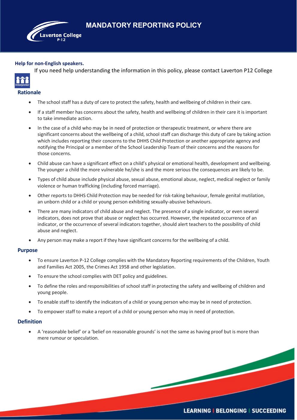 Mandatory Reporting Policy | PDF to Flipbook