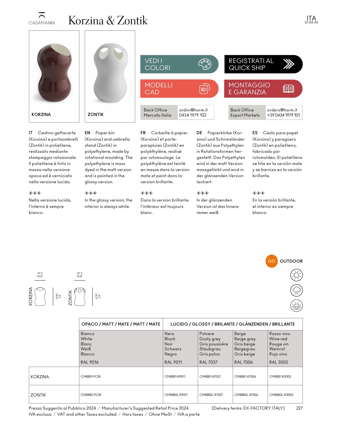 Korzina & Zontik-Tech Sheet ITA