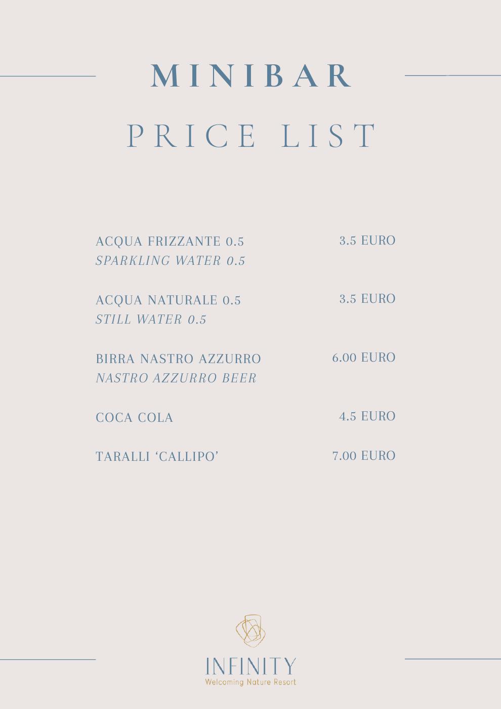 MINIBAR LIST