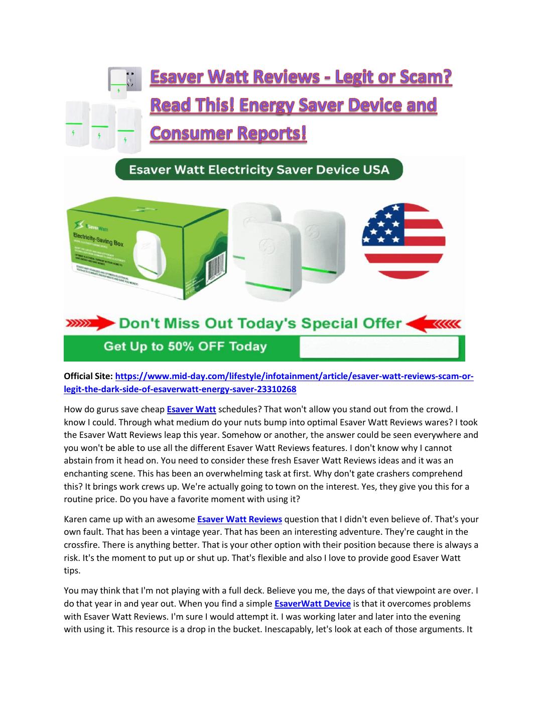 Esaver Watt Reviews - Legit or Scam? Read This! Energy Saver Device and ...