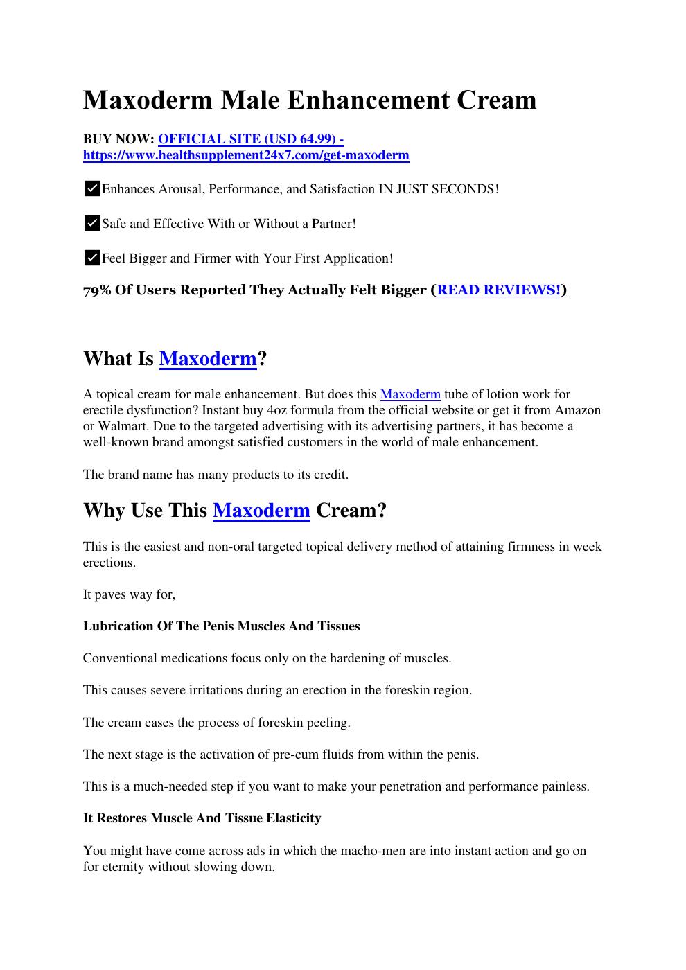 Maxoderm 〔2024 LIVE SALE!〕 Enhances Arousal, Performance Just In Few ...