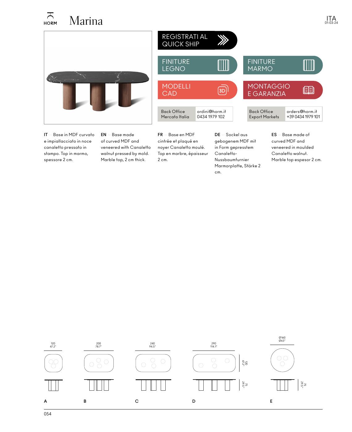 Marina Tavolo-Tech Sheet ITA