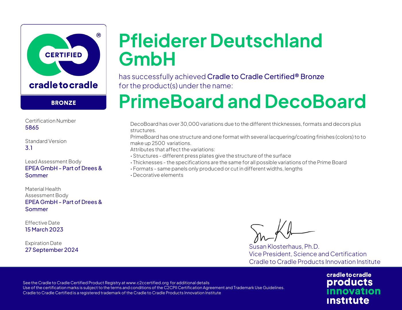 Duropal - Cradle to Cradle Certificate