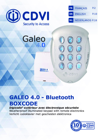 Manuel d'installation CDVI Galeo 4.0