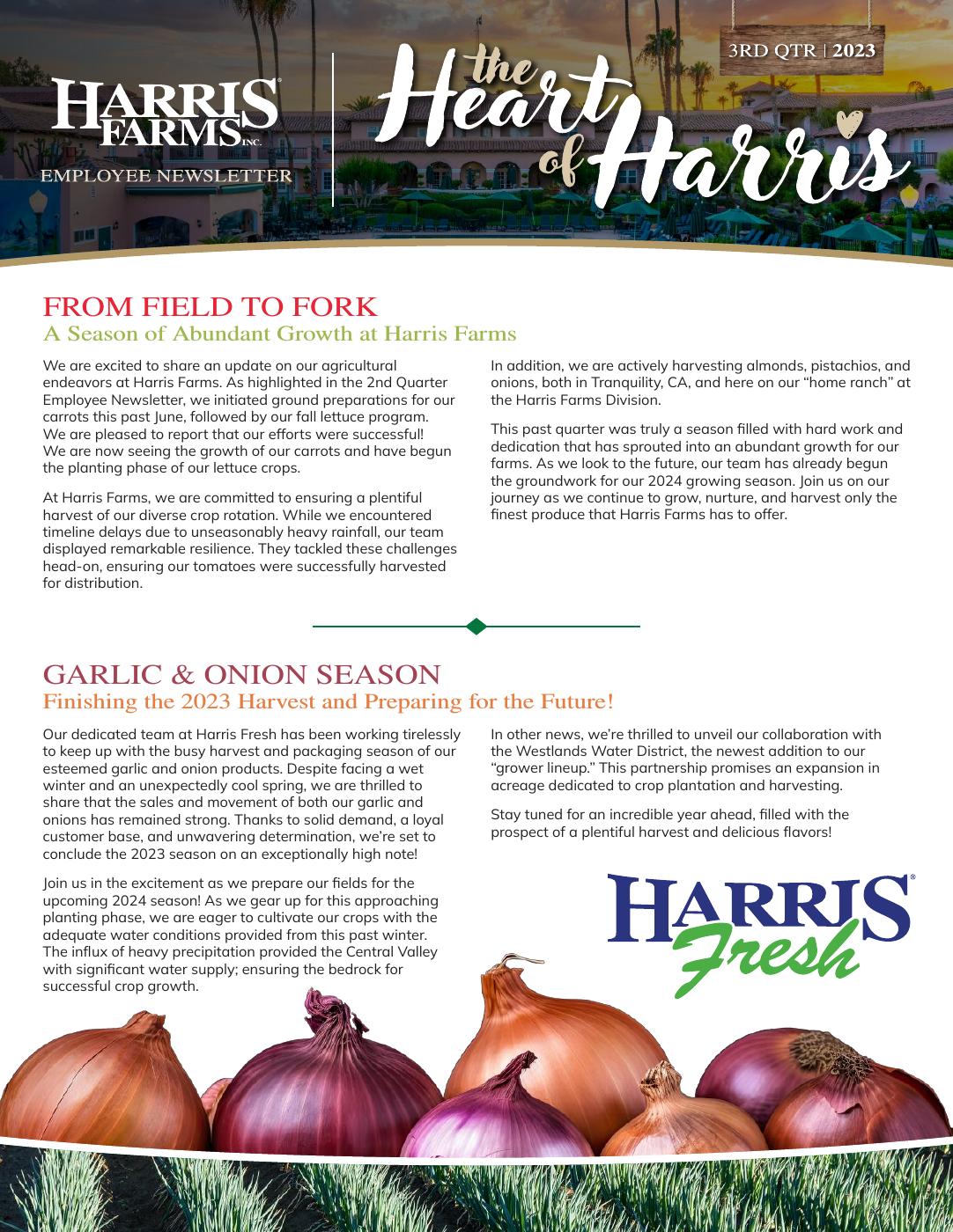 3RD Quarter Harris Farms Employee Newsletter