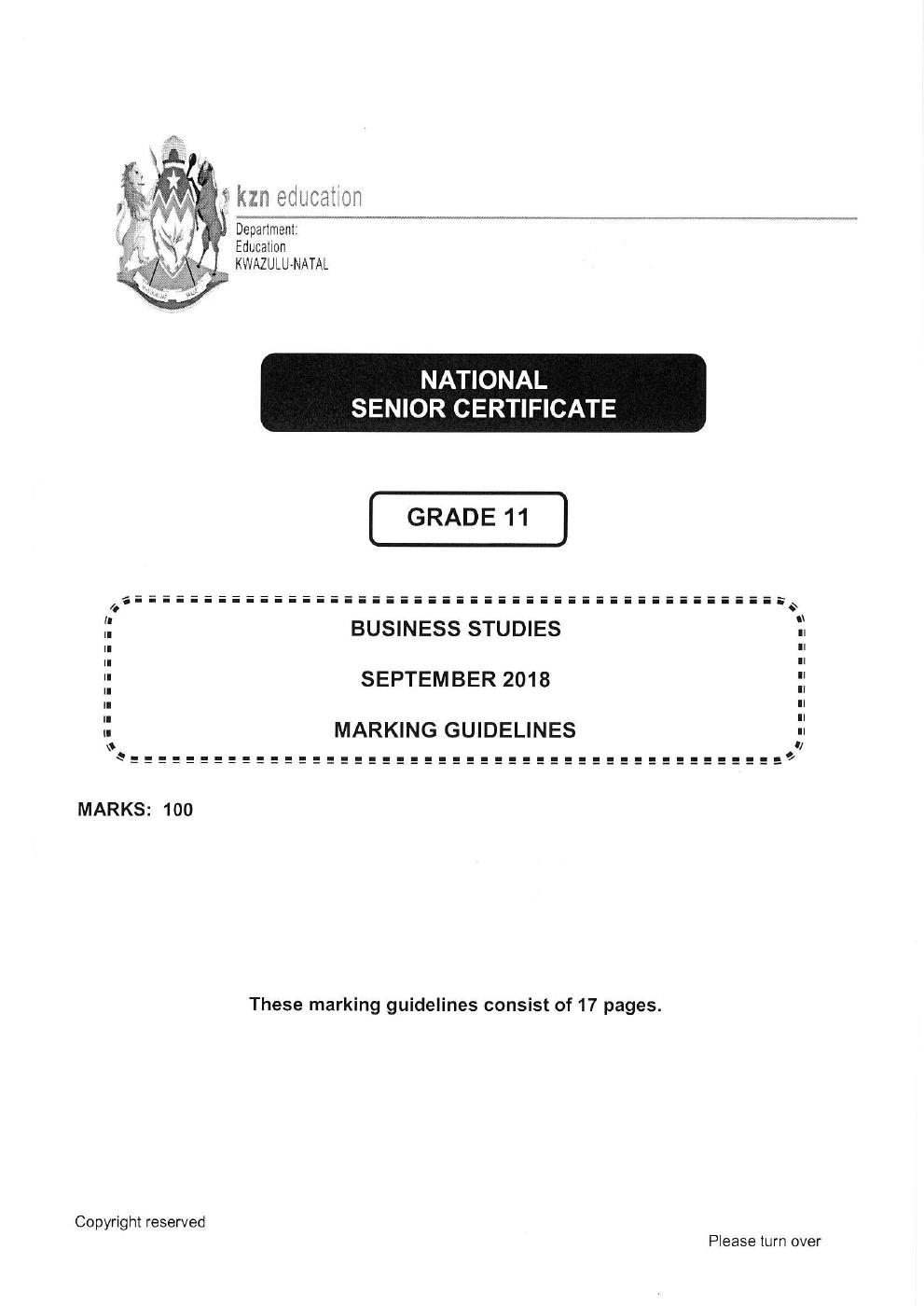 Gr11 BS Sept P1 2018 Memo | PDF to Flipbook