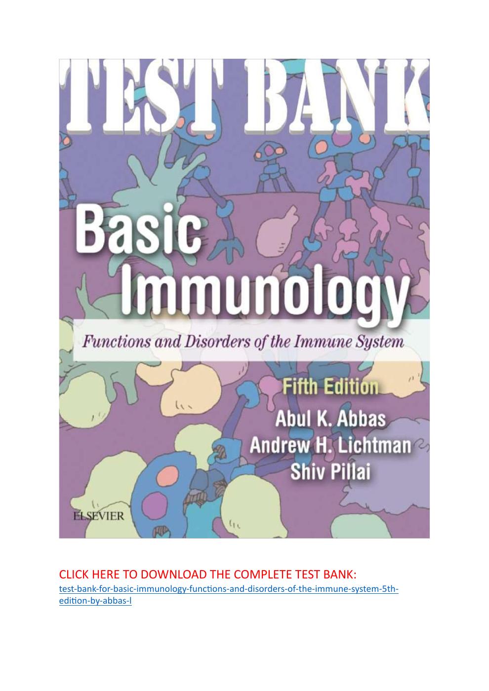 TEST BANK for Basic Immunology: Functions and Disorders of the Immune ...