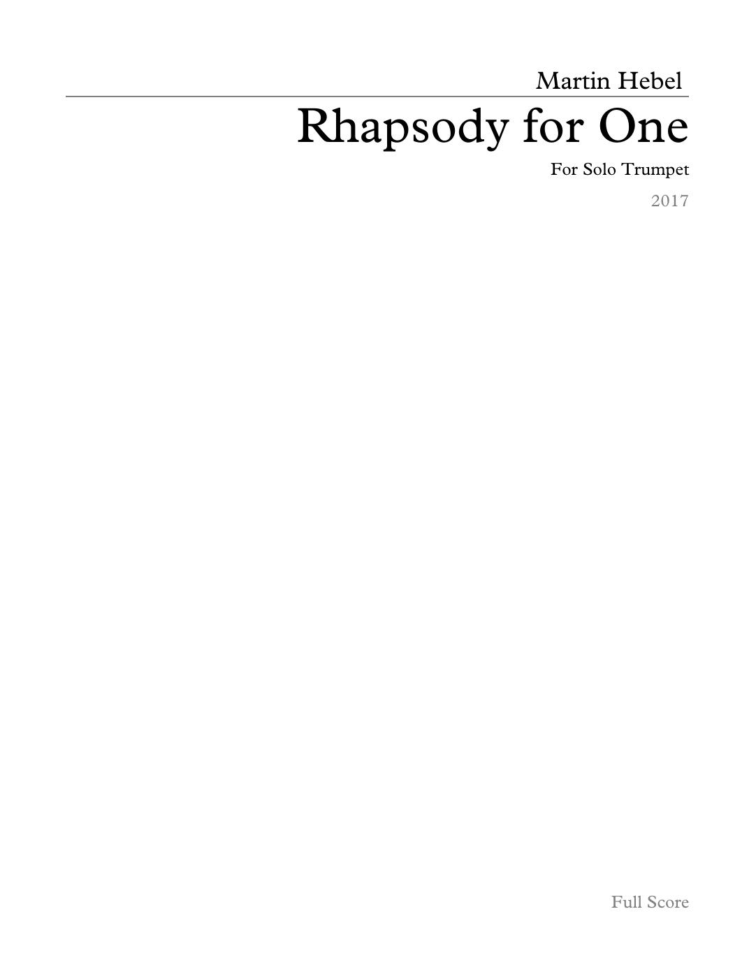 Rhapsody for One