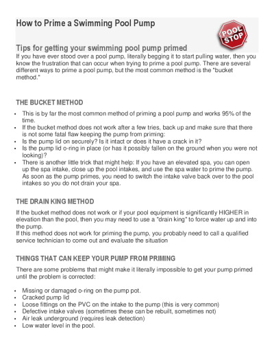 How to Prime Pool Pump