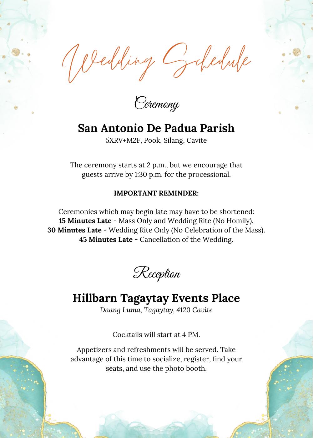 Wedding Schedule & Dress Code | PDF to Flipbook