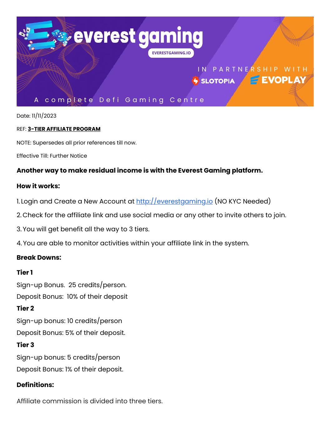 Affiliate Program - Everest Gaming