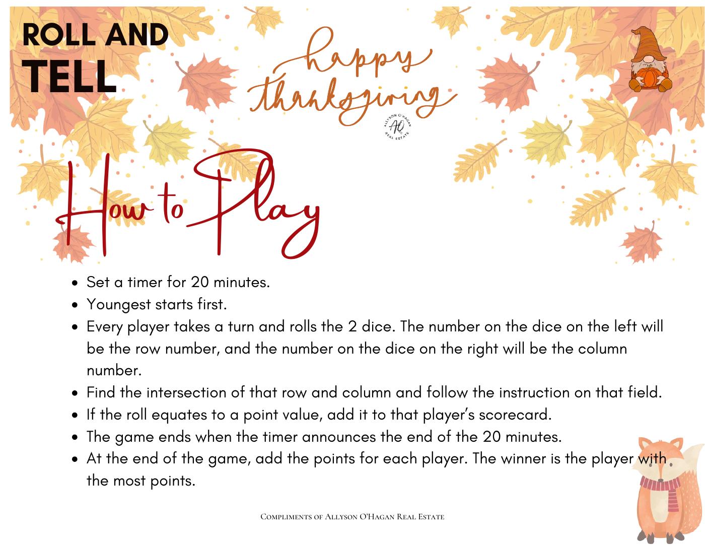 Thanksgiving Roll & Tell