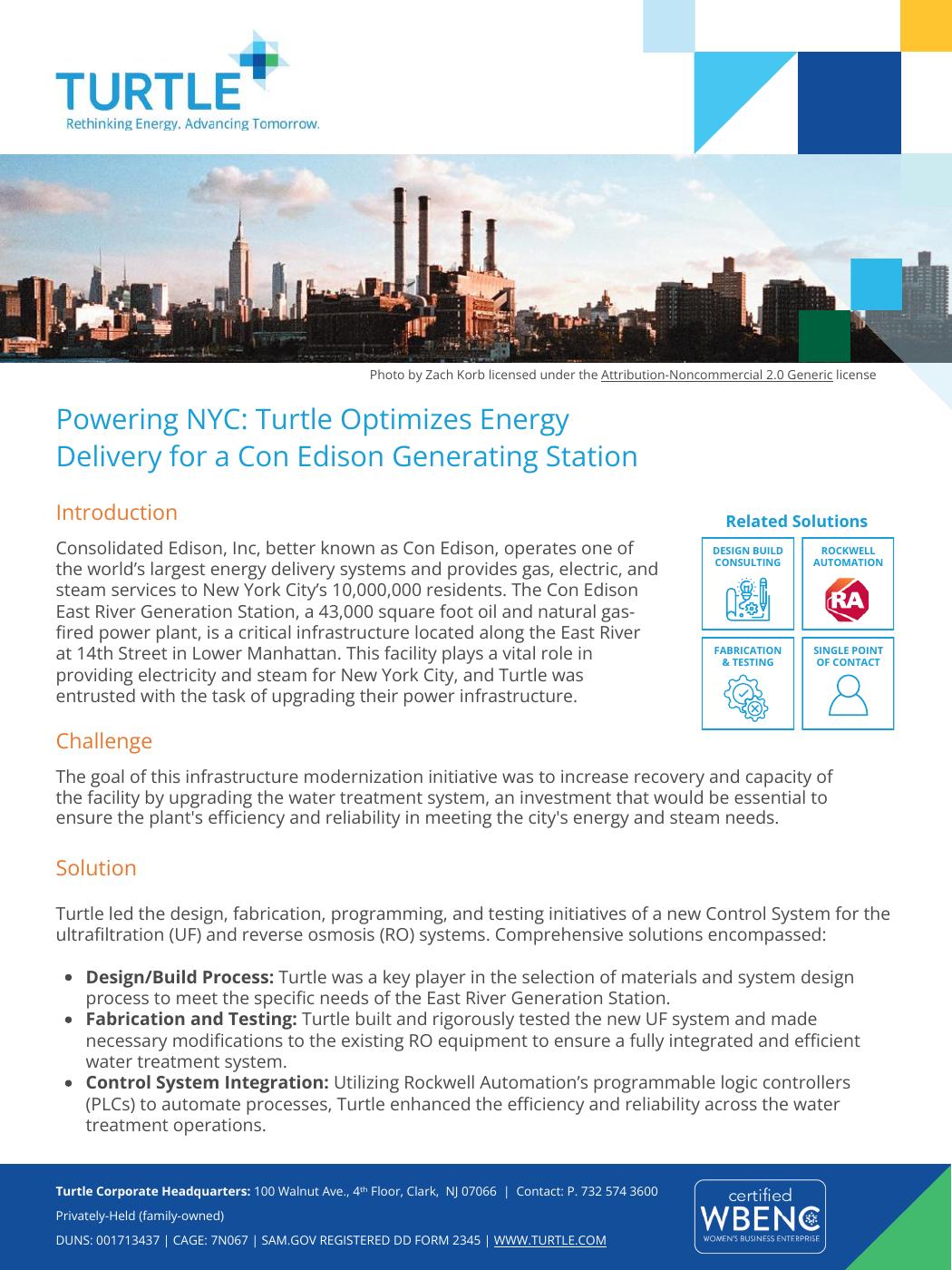 Powering NYC: Turtle Optimizes Energy Delivery for a Con Edison Generating Station