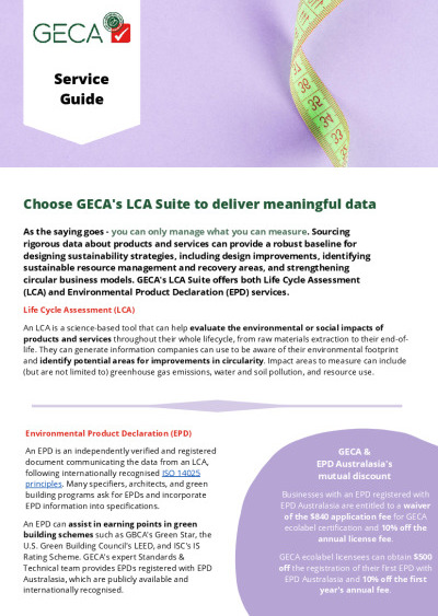 GECA Service Guide to LCAs & EPDs