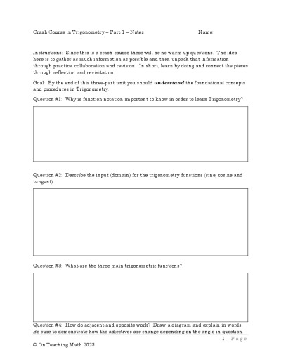 crash course in trig notes 1