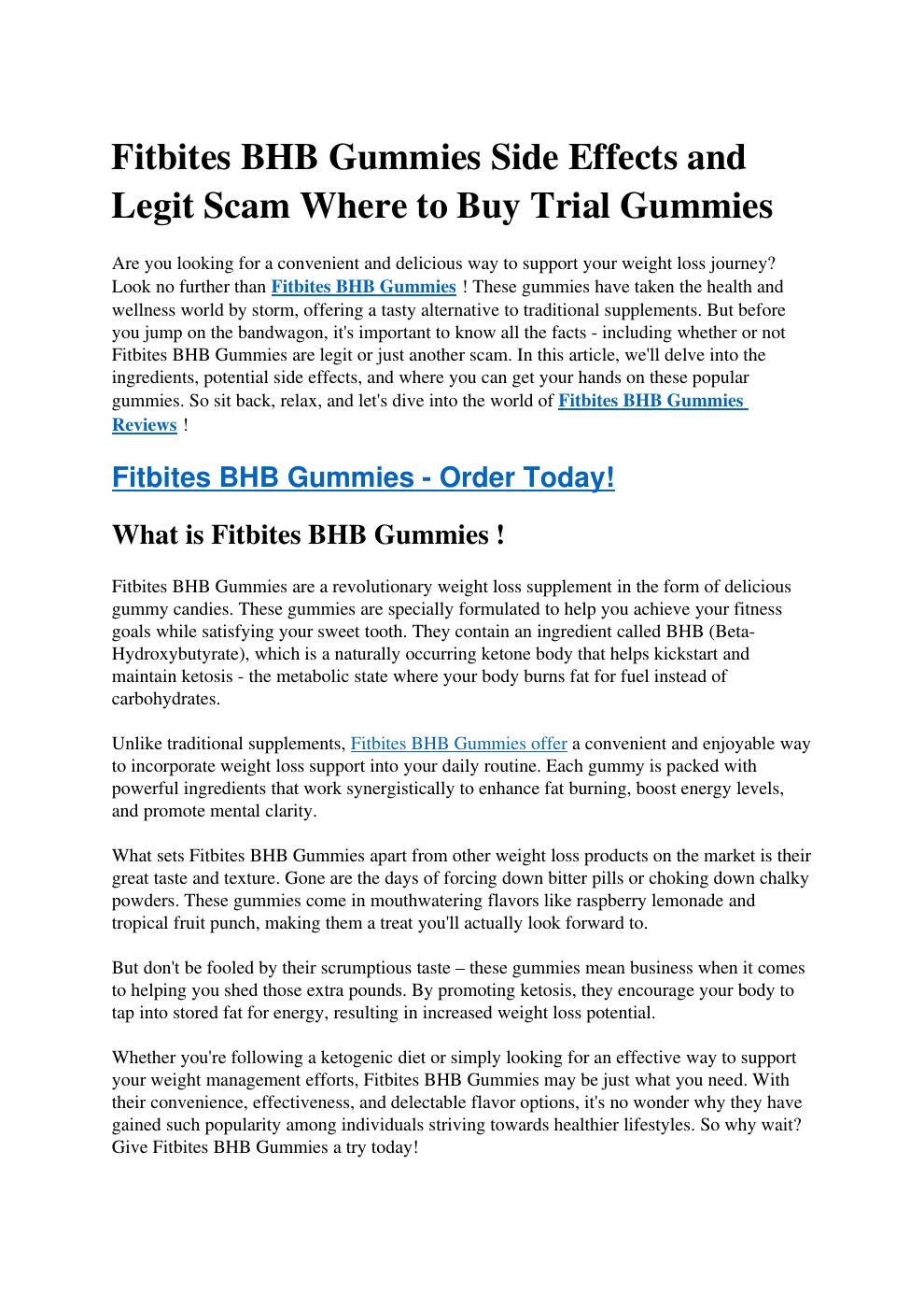 Potential Side Effects of Fitbites BHB Gummies – Is it Safe? | PDF to ...