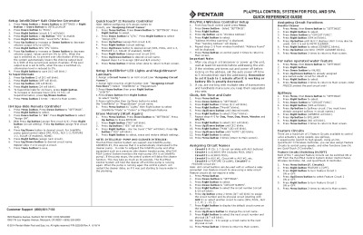 EasyTouch Control System Quick Reference Guide (English)