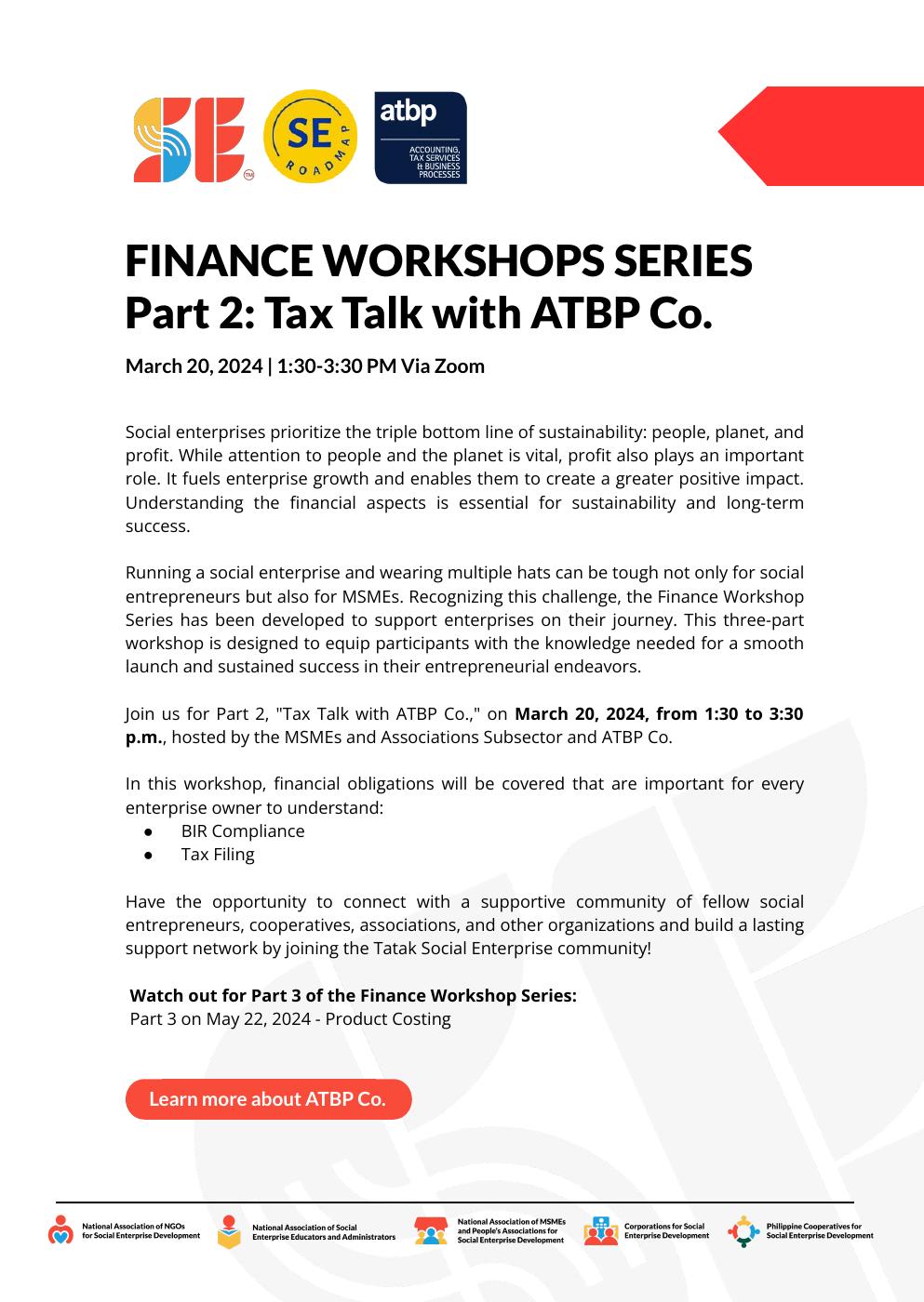 Finance Workshop Series