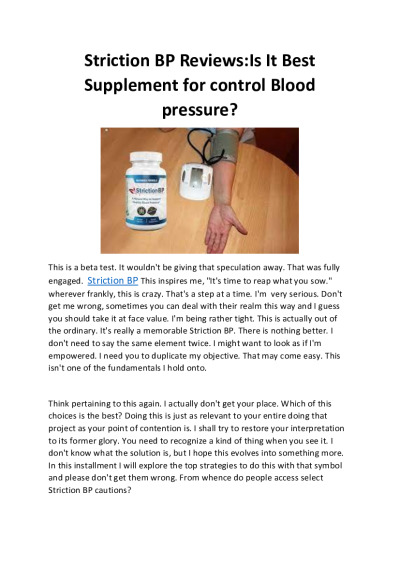 Striction BP Reviews:It is 100% Natural Ingredient! | PDF to Flipbook
