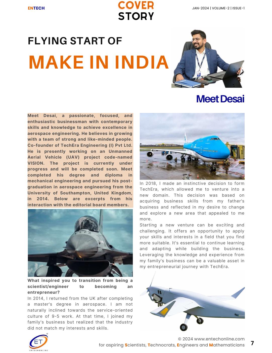 Meet Desai Interview | Flying Start for Make in India. JAN-2024