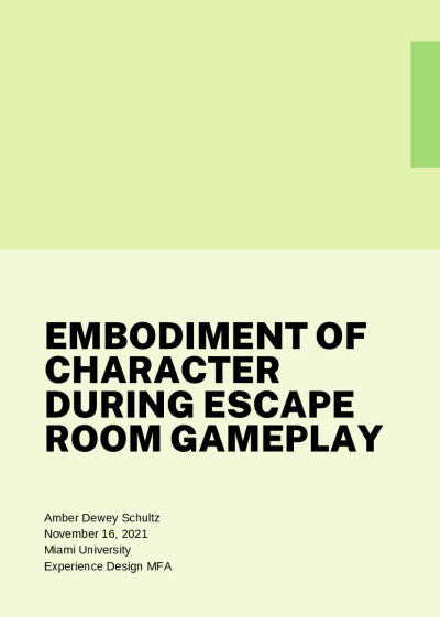 Exploring the Embodiment of Character During Escape Room Gameplay | PDF ...