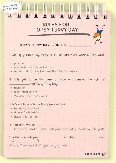 Topsy Turvy Day
