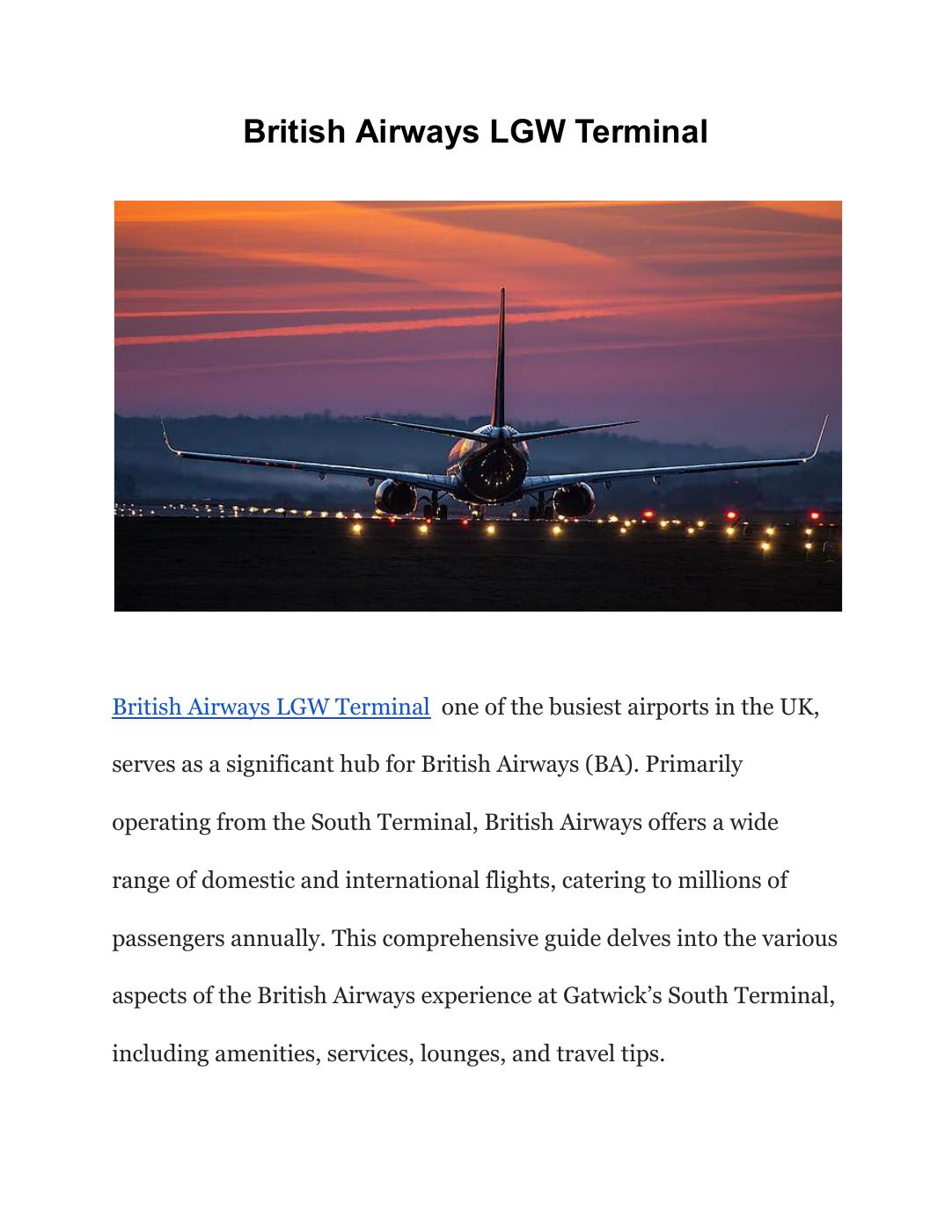 British Airways LGW Terminal | PDF to Flipbook