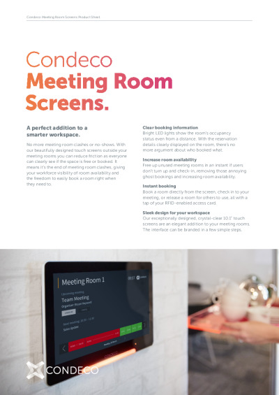 Condeco Meeting Room Screens datasheet - 2019