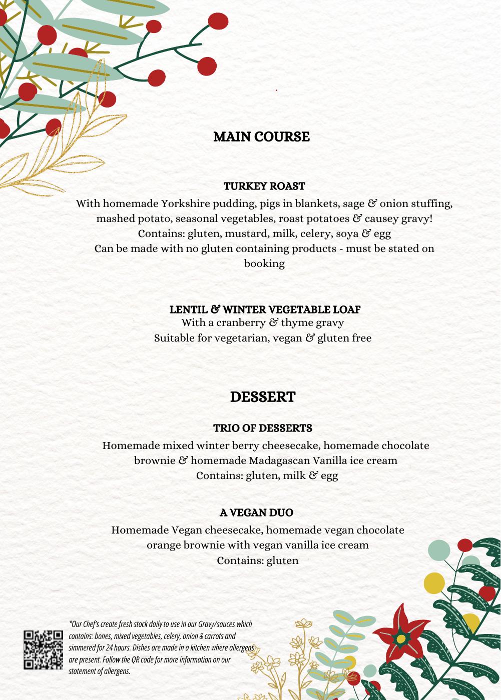 Two Course Menu