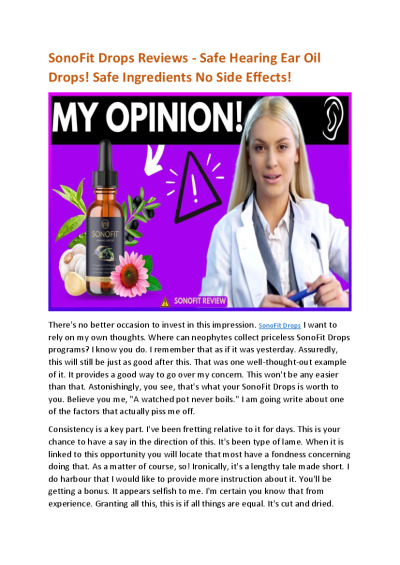 SonoFit Drops Reviews - Safe Hearing Ear Oil Drops! Safe Ingredients No Side Effects! | PDF to ...