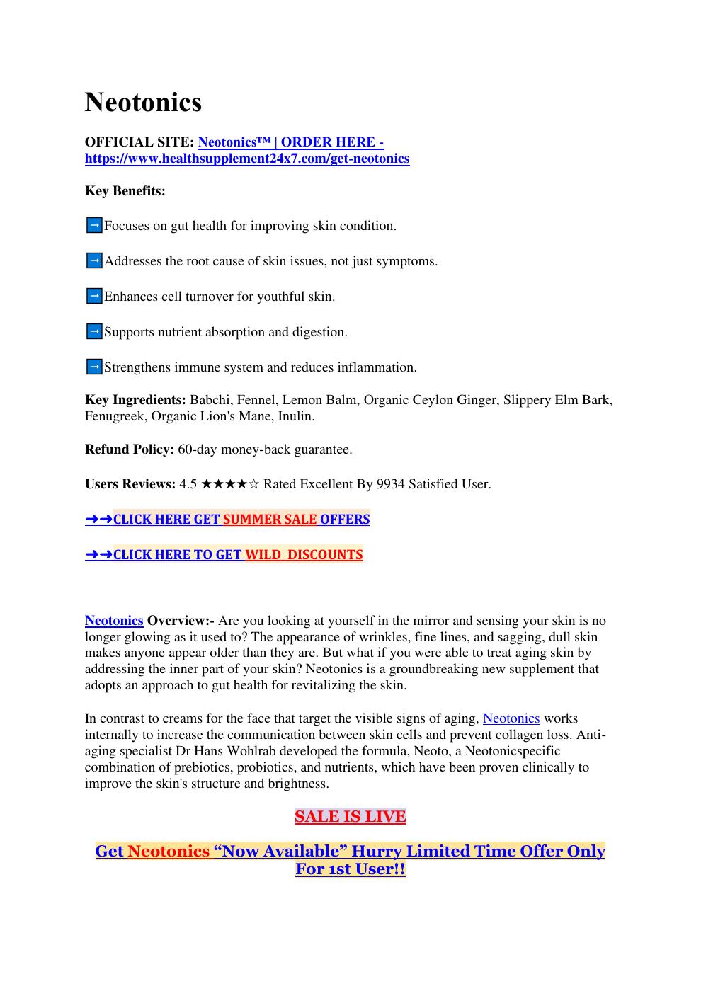 Neotonics (PRICE REVIEWS!) Unique Combination of Ingredients To Improve ...