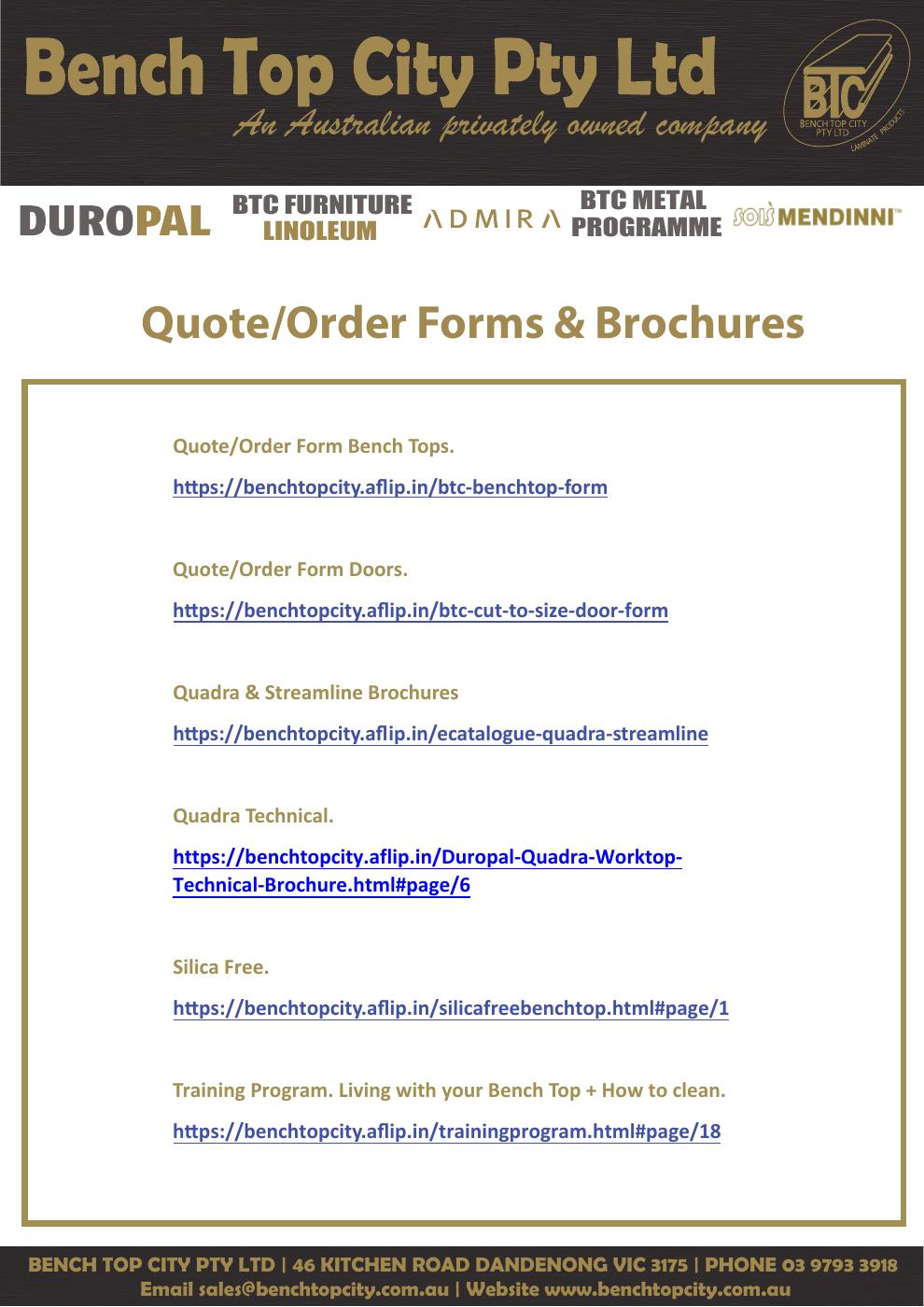 Quote/Order Forms & Brochures