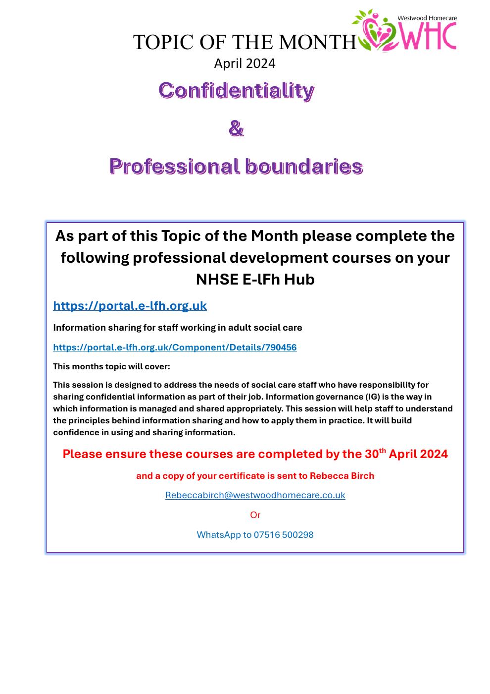 Professional Boundaries & Confidentiality