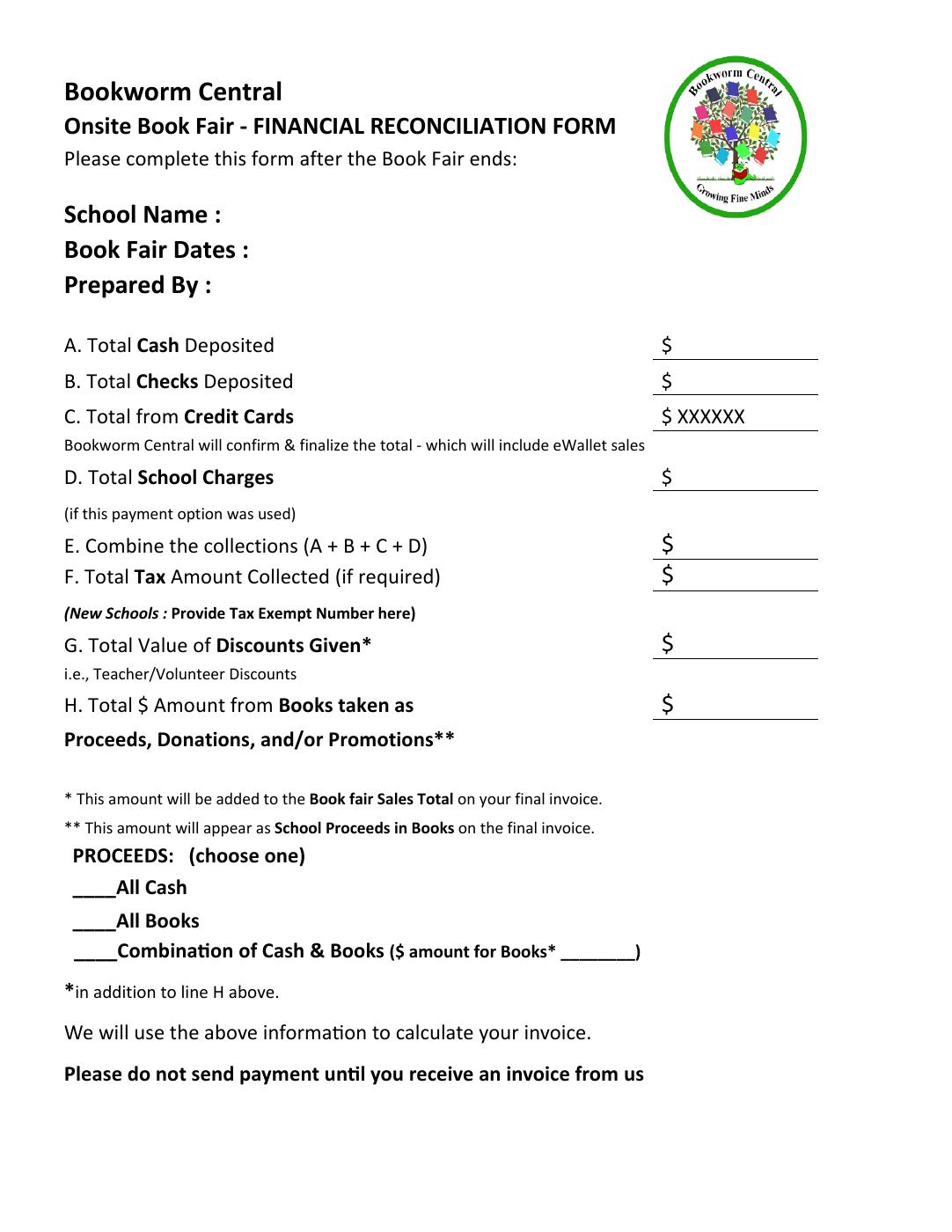 Financial Reconciliation Form