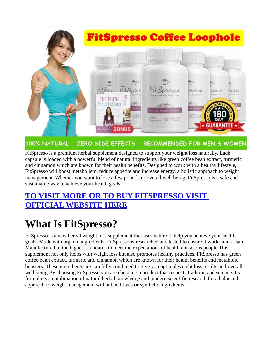 FitSpresso Supplement : Reviews (Cost 2024) IS Ingredients Scam? | PDF ...
