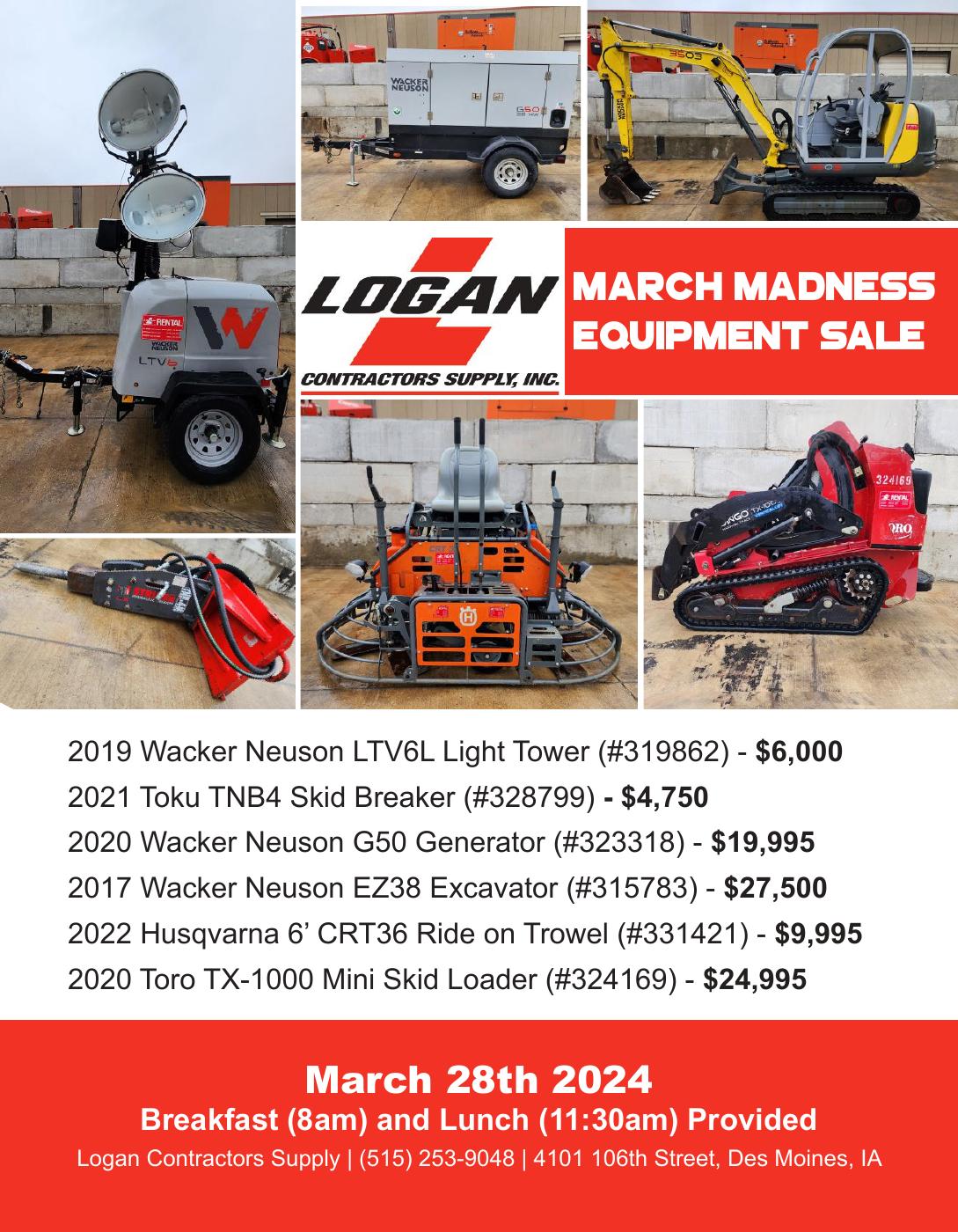 Logan Contractor Supply Equipment Sale March 2024 Flyer