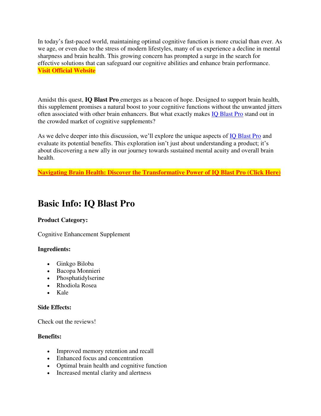 IQ Blast Pro Reviews: 7 Amazing Benefits You Won’t Believe! | PDF to ...