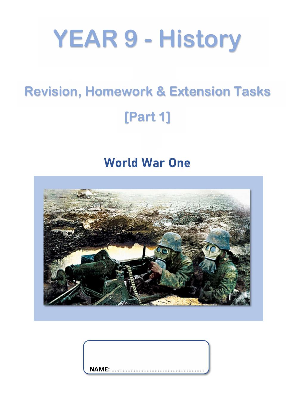 Homework Booklet on WW1 | PDF to Flipbook