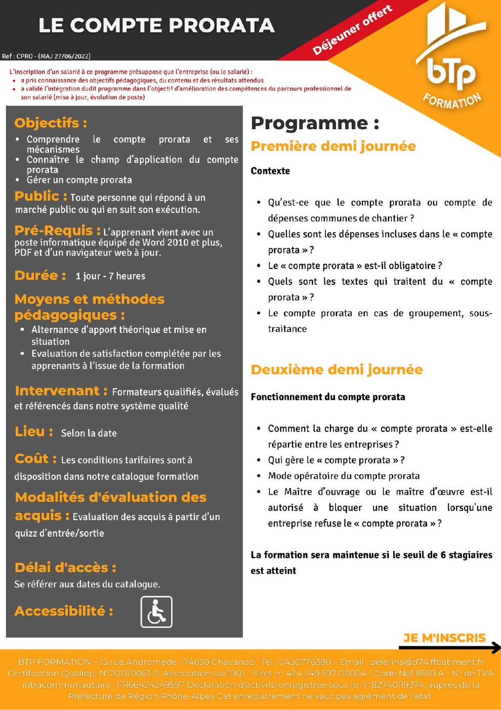 Le compte Prorata 2024