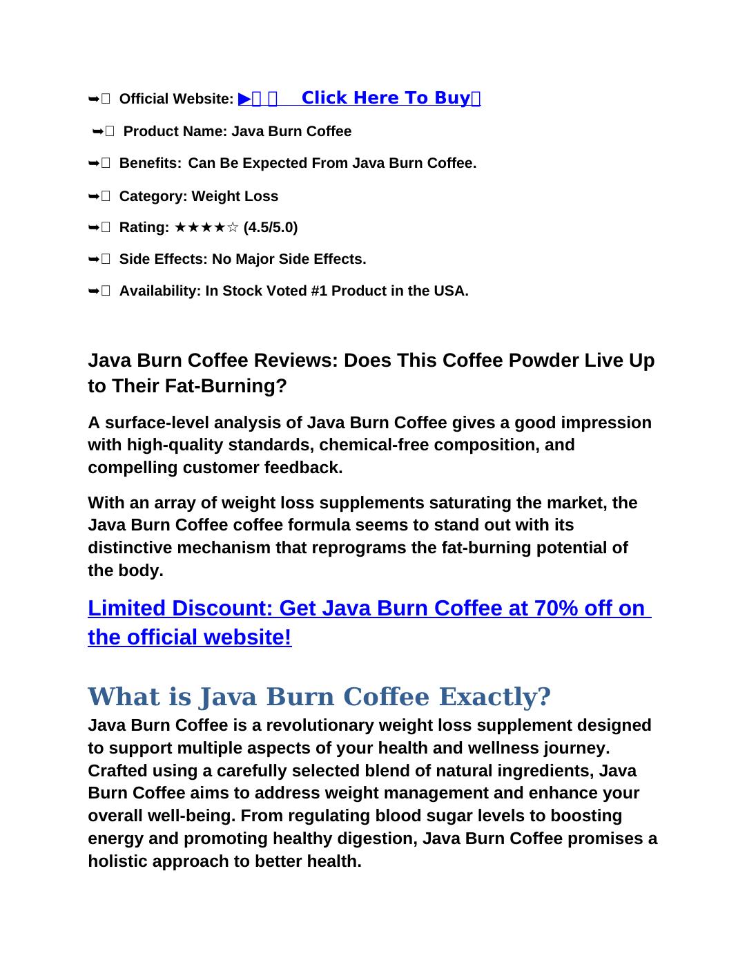 Java Burn: Don't Be Fooled! Honest Review Reveals Ingredients and Potential Side Effects | PDF ...