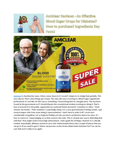 Amiclear Reviews - An Effective Blood Sugar Drops for Diabetes? How to ...