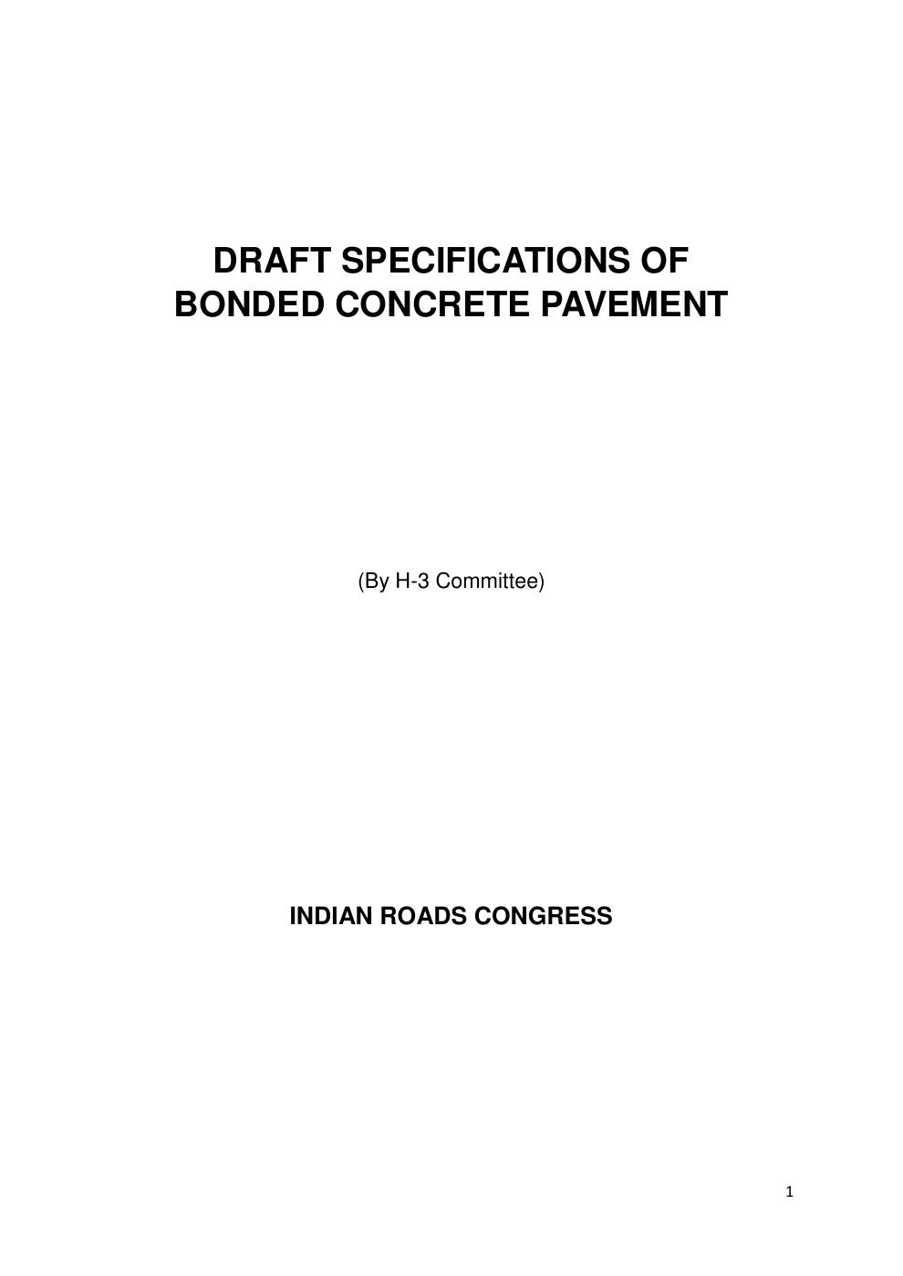 Draft Specifications of Bonded Concrete Pavement