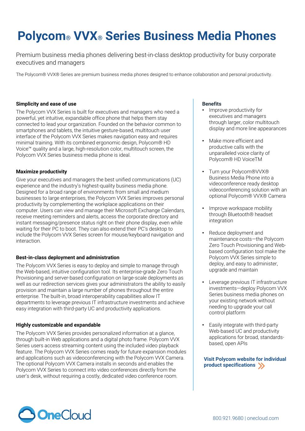 Poly VVX Series Data Sheet