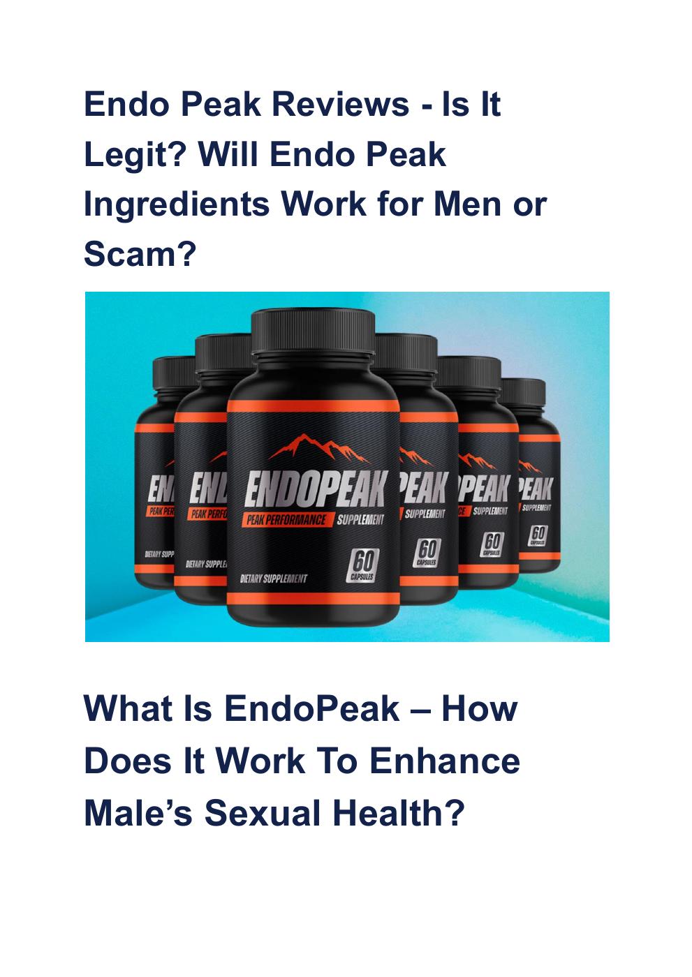 Endo Peak Reviews - Is It Legit? Will Endo Peak Ingredients Work for ...