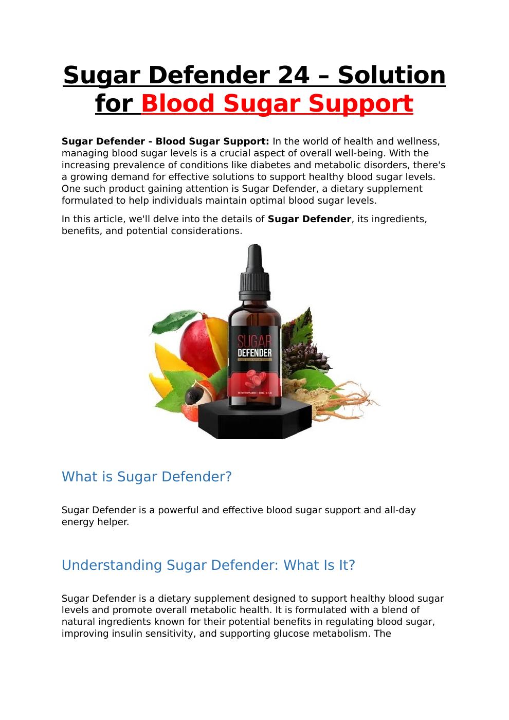 Sugar Defender 24 Drops - Reviews, Benefits, Ingredients, [Side-effects ...