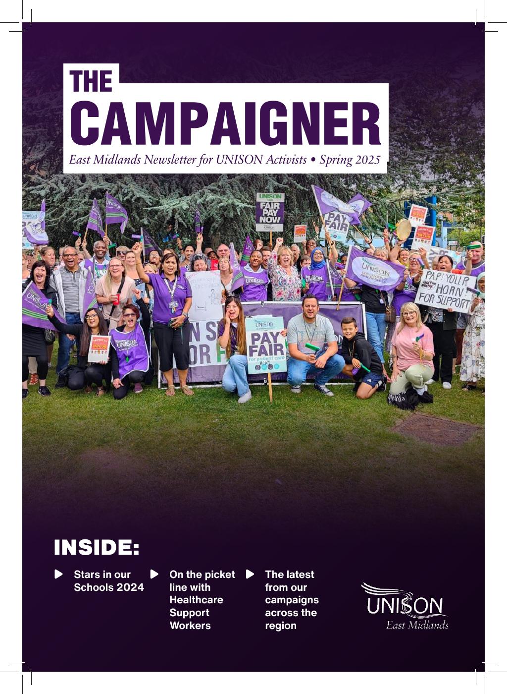 UNISON East Midlands - Campaigner Spring 2025 | PDF to Flipbook