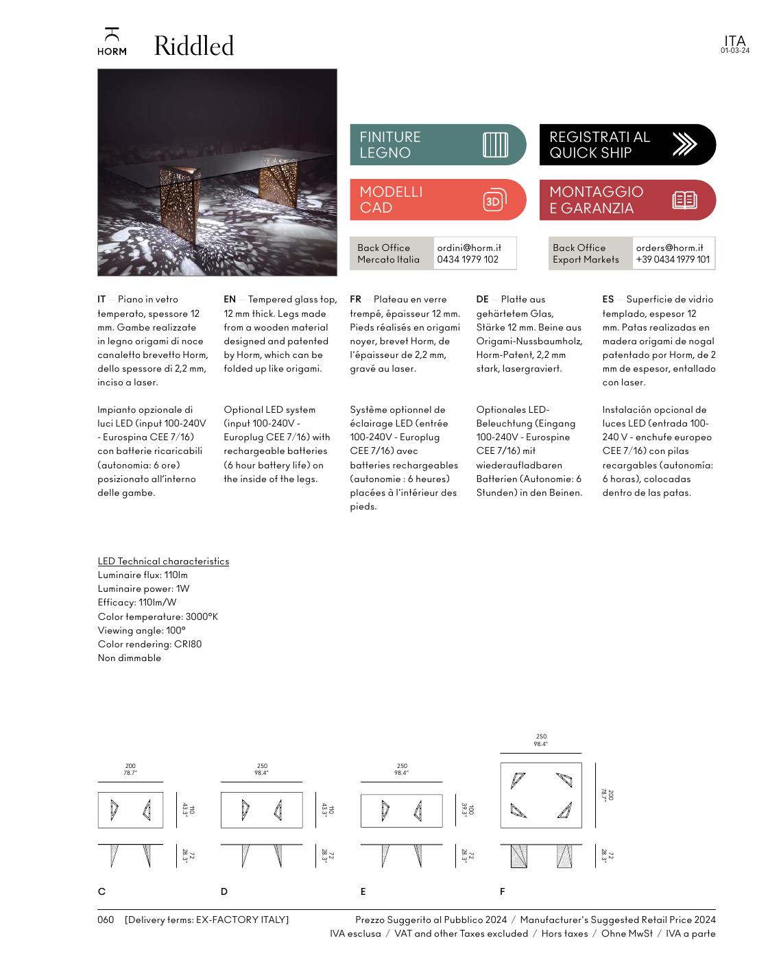 Riddled Tavolo-Tech Sheet ITA